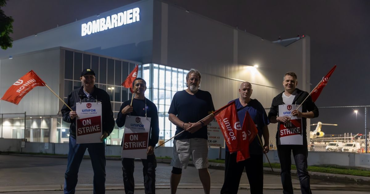 Unifor Local 112 and 673 members at Bombardier on strike | Unifor